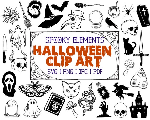 Spooky Elements SVG Bundle OVER 30 Symbols Hand Drawn - Etsy