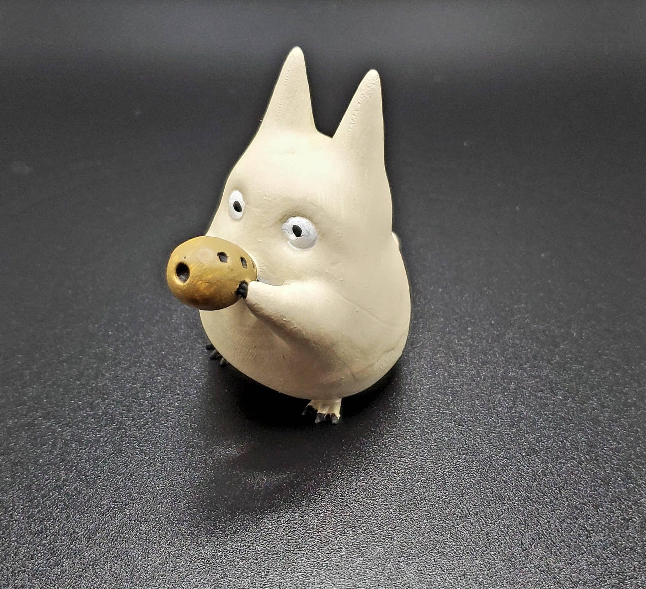 Mini Totoro With Flute Statuette Forest Spirit - Etsy