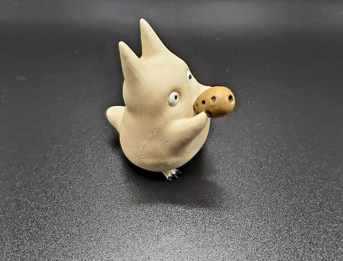 Mini Totoro With Flute Statuette Forest Spirit - Etsy