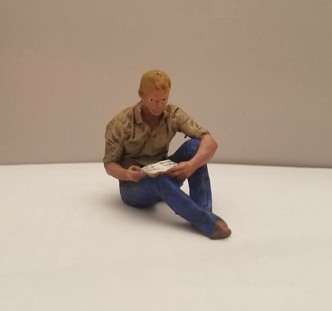 O F G Scale Figure Man Reading Book / Man Resting Miniature - Etsy