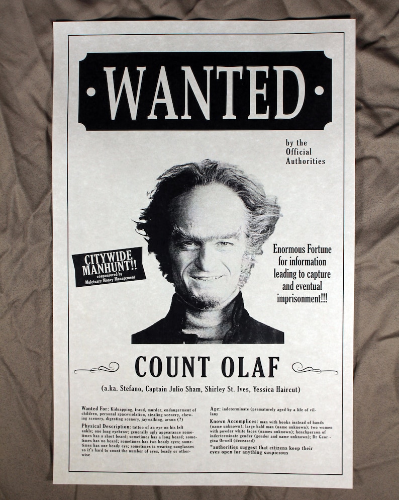 Villainous Fugitive Document wanted Poster - Etsy