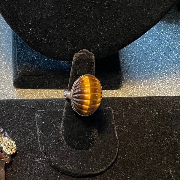 Carved Tiger Eye Ring - Etsy