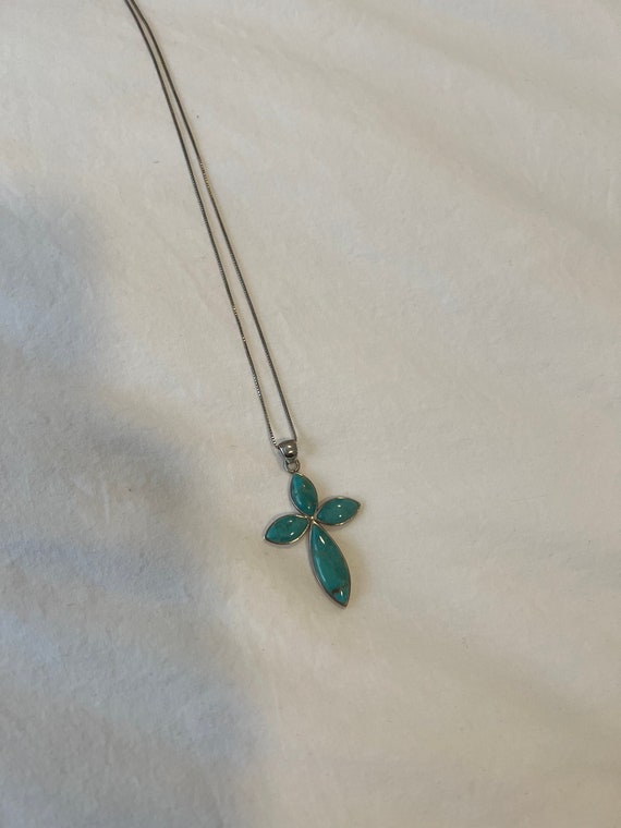 sterling cross with turquoise - Gem sterling cross with turquoise - Gem