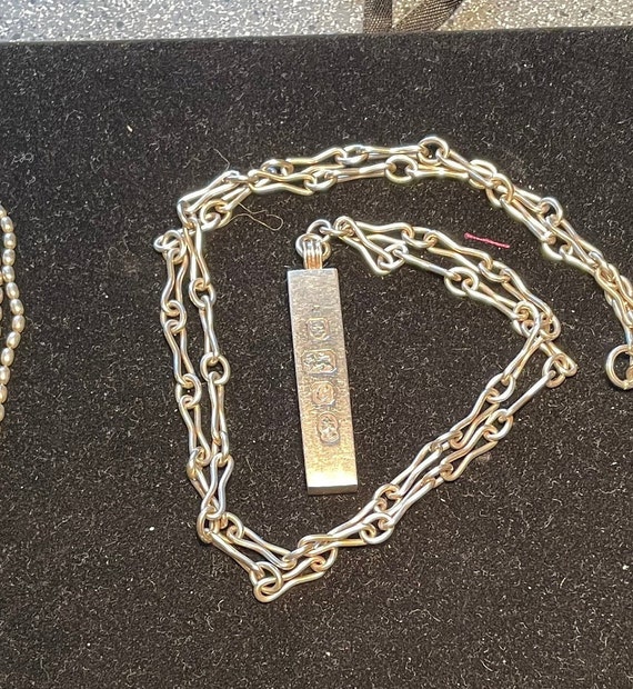 Sterling ingot w/chain - Gem