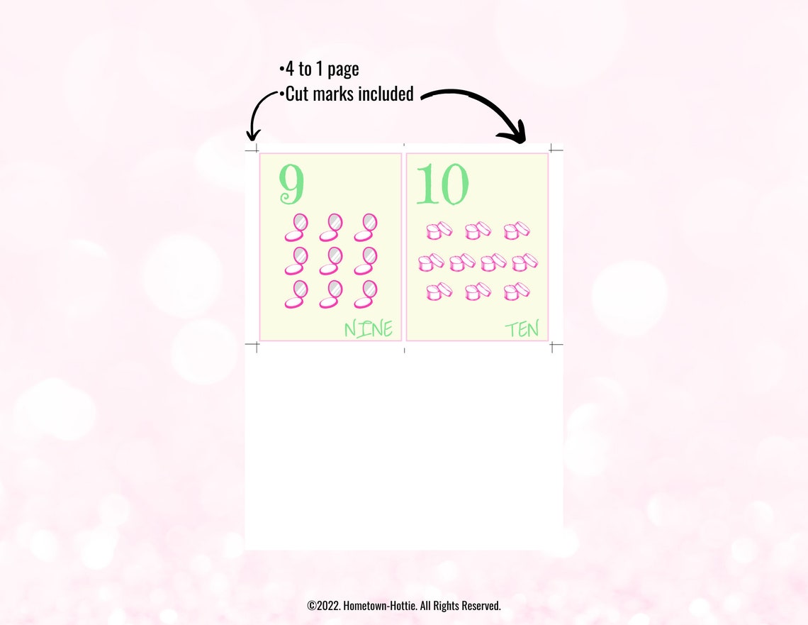 Numbers Flashcards Makeup Artist Homeschool Nursery Wall Art Education ...
