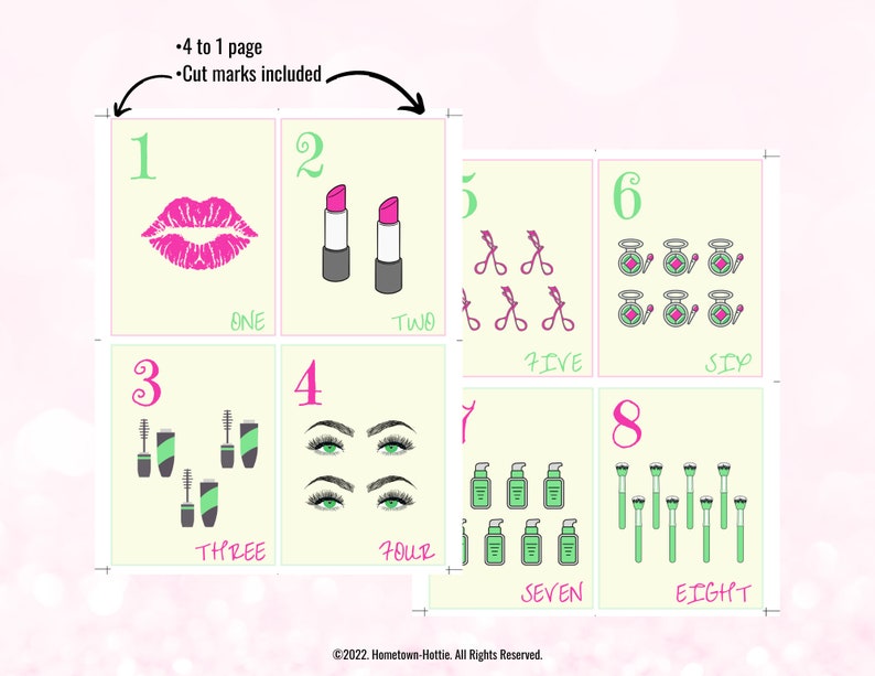 Numbers Flashcards Makeup Artist Homeschool Nursery Wall Art Education ...