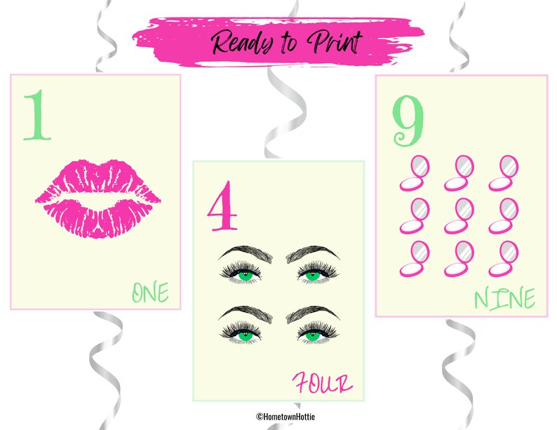 Numbers Flashcards Makeup Artist Homeschool Nursery Wall Art Education ...