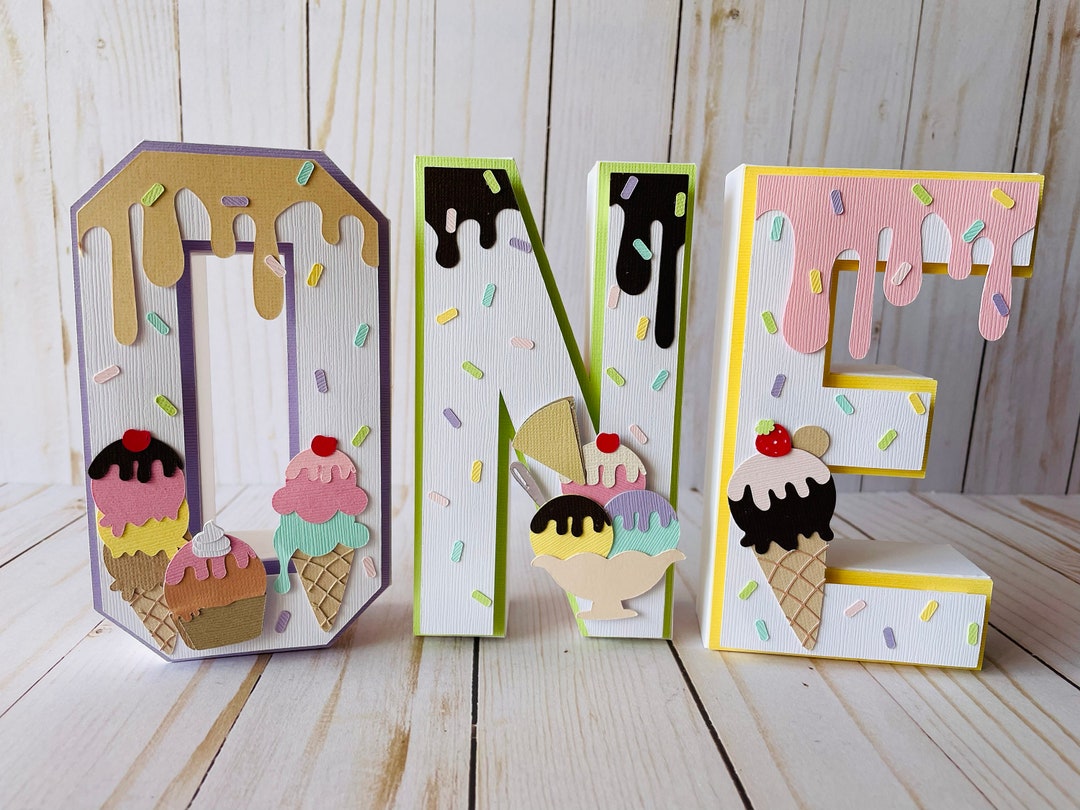 Ice Cream CARDSTOCK 3D Letters - Etsy
