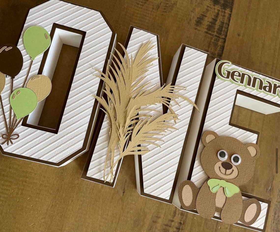 Teddy Bear CARDSTOCK 3D Letters - Etsy