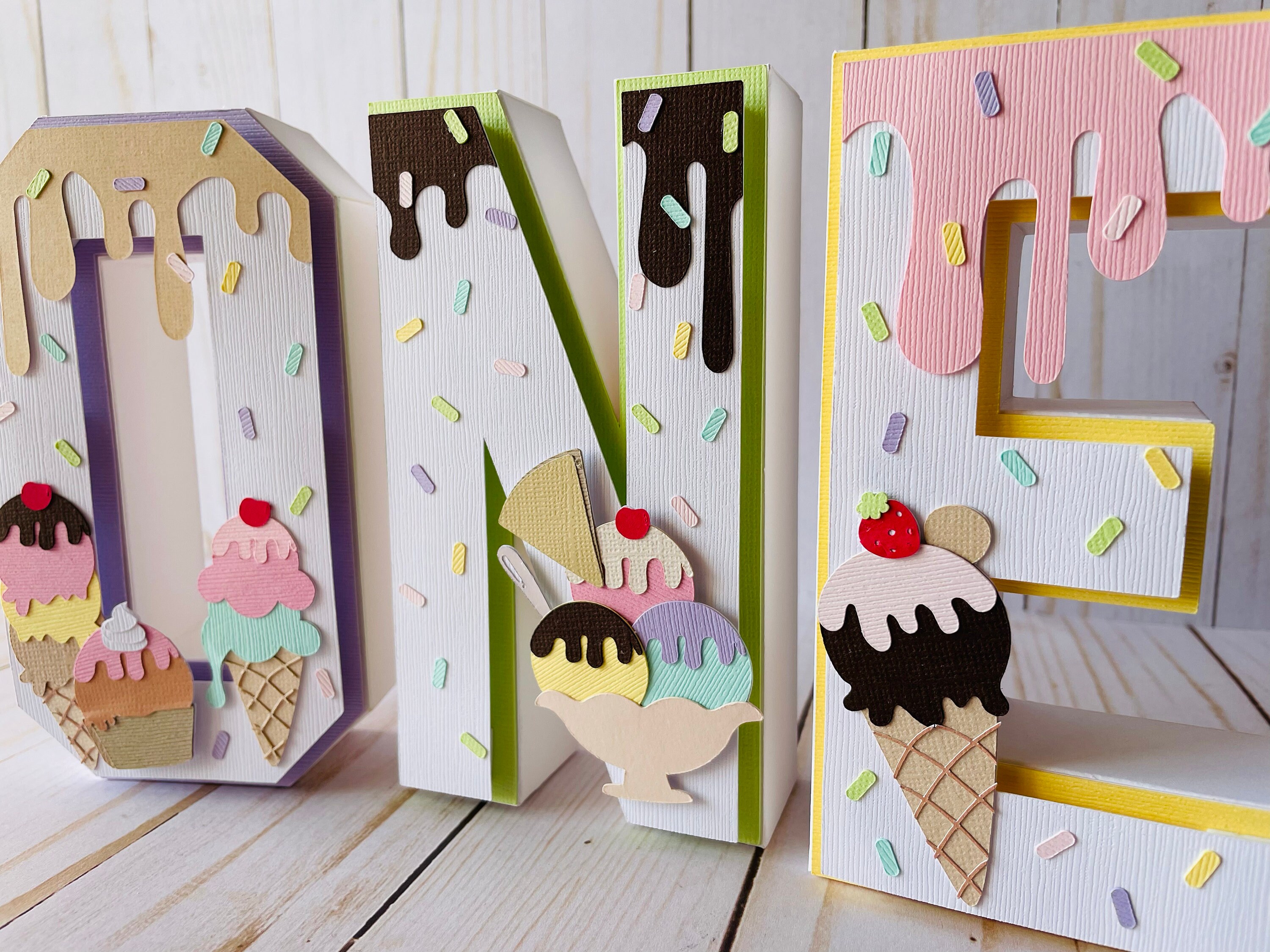 Ice Cream CARDSTOCK 3D Letters - Etsy