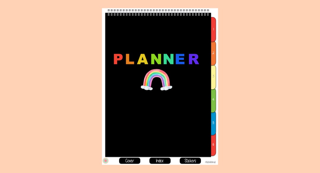UNDATED Rainbow Digital Planner BLACK - Etsy