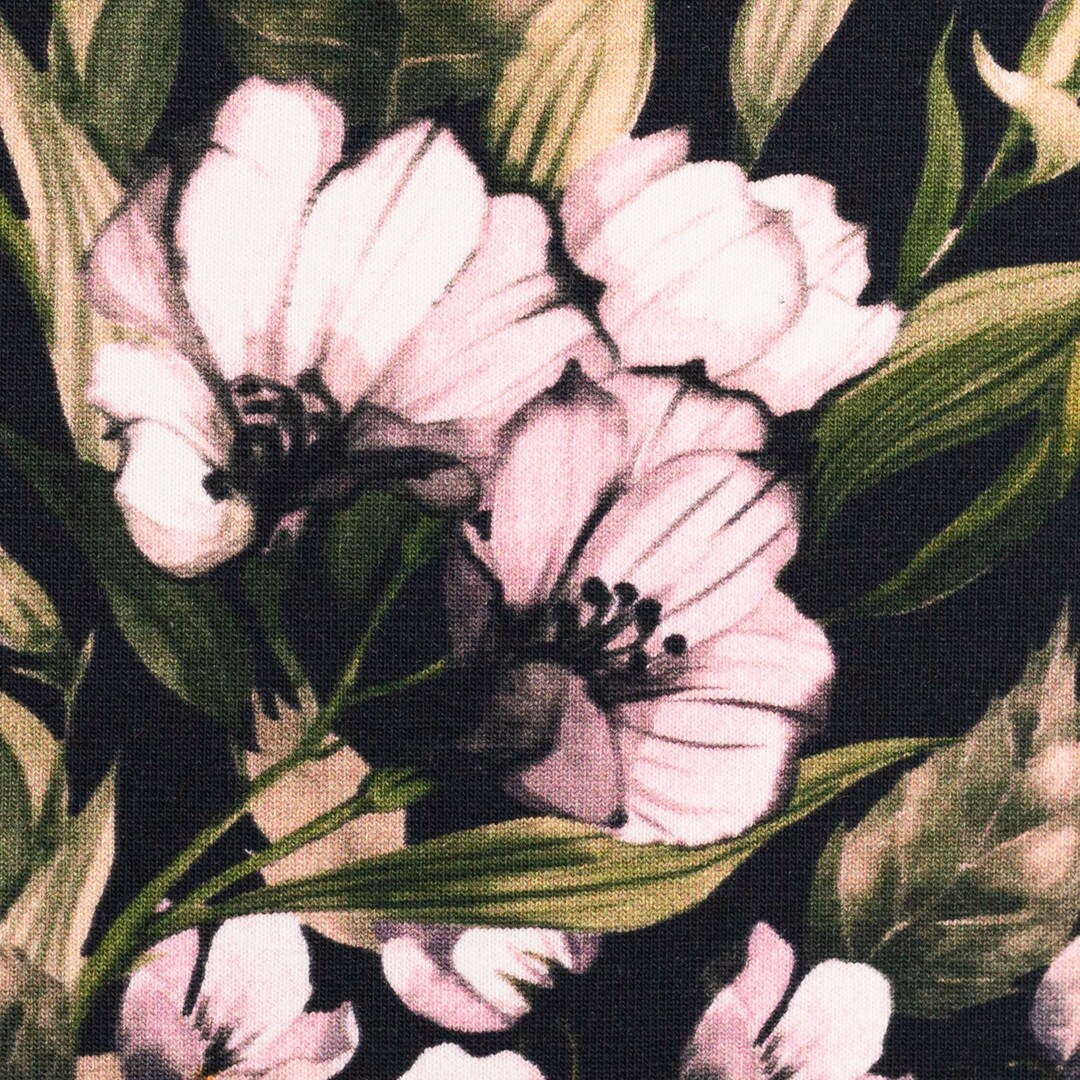 Jersey Henry Flowers in Black by Swafing - Etsy