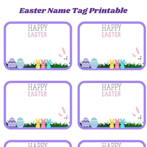 Easter Name Tag Printable Set of 4 [instant Download JPG PDF] 8x11 ...