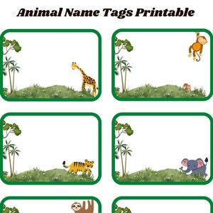 Zoo Animals Children's Name Tag [instant Download] 8x11 Nametag ...