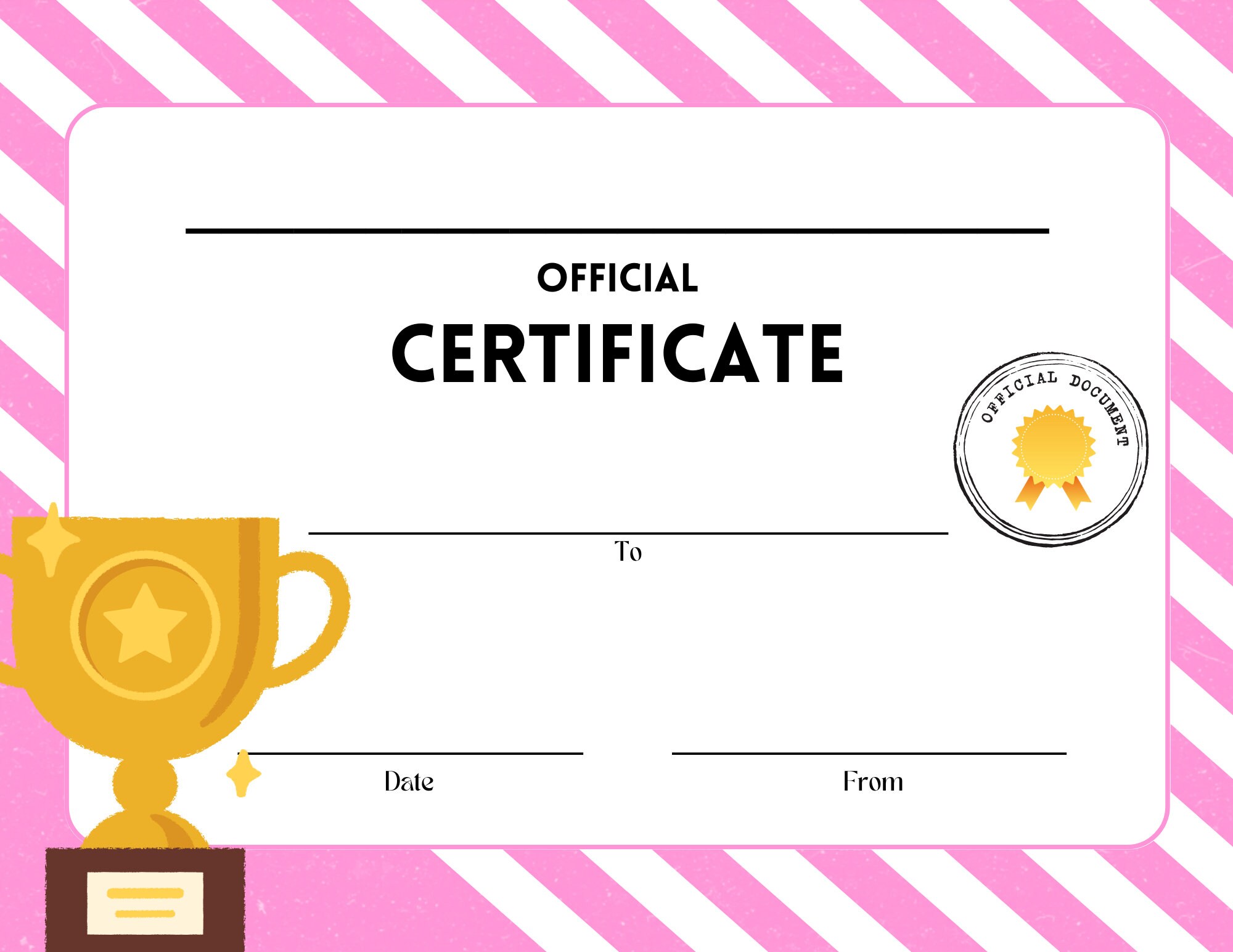Award Certificate [PDF Instant Download] Set of 7 Congratulations Blank ...
