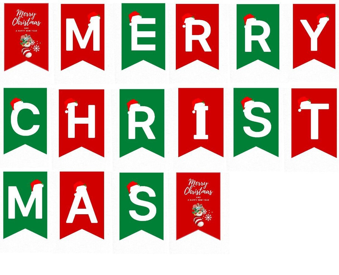 Christmas Bunting - [instant Download] - Complete Set of 16 Pages in a ...