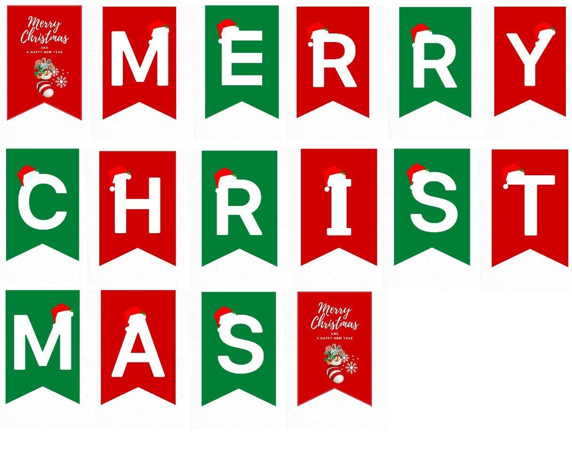 Christmas Bunting - [instant Download] - Complete Set of 16 Pages in a ...