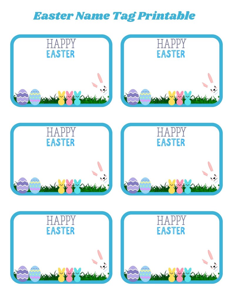 Easter Name Tag Printable Set of 4 [instant Download JPG PDF] 8x11 ...