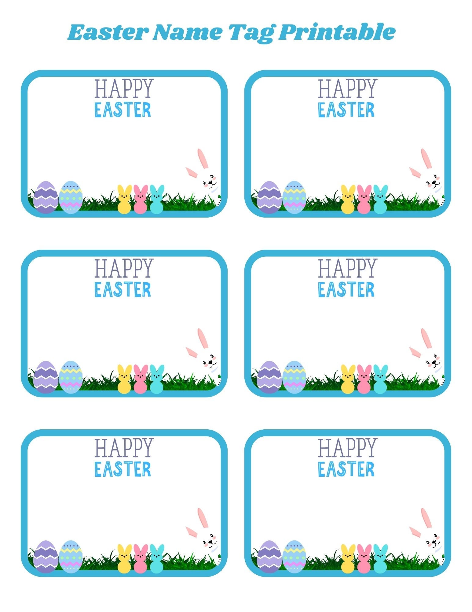Easter Name Tag Printable Set of 4 [instant Download JPG PDF] 8x11 ...