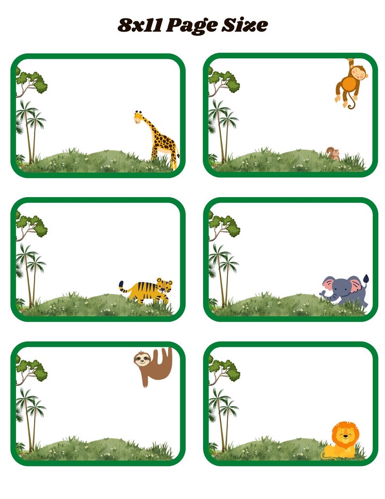 Zoo Animals Children's Name Tag [instant Download] 8x11 Nametag ...