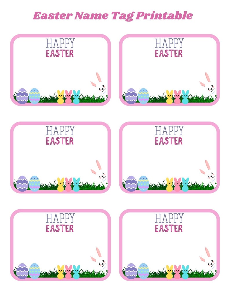 Easter Name Tag Printable Set of 4 [instant Download JPG PDF] 8x11 ...