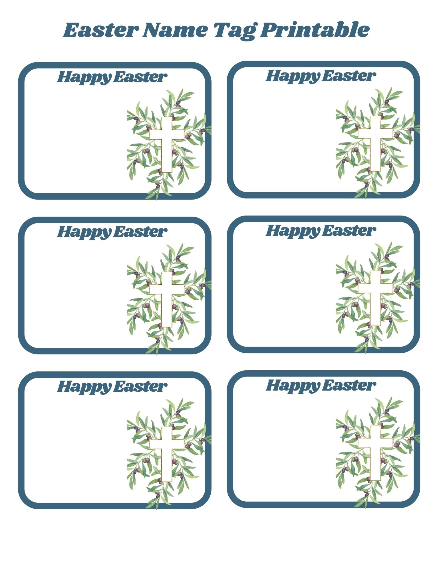 Easter Name Tag Printable Set of 3 Colors instant Download JPG PDF SVG ...