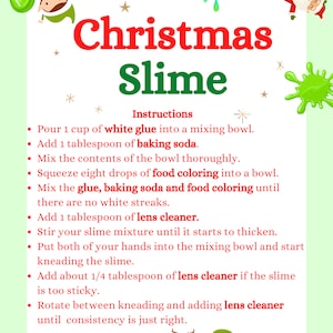 Christmas Slime Activity - [instant Download] - 2 Designs - Instruction ...