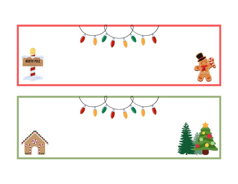 Christmas Name Tag Chidren's Nametag Holiday Placemat Setting Gift Tag ...