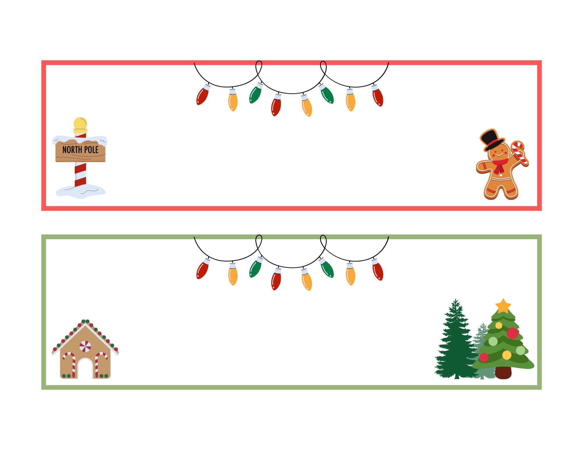 Christmas Name Tag Chidren's Nametag Holiday Placemat Setting Gift Tag ...