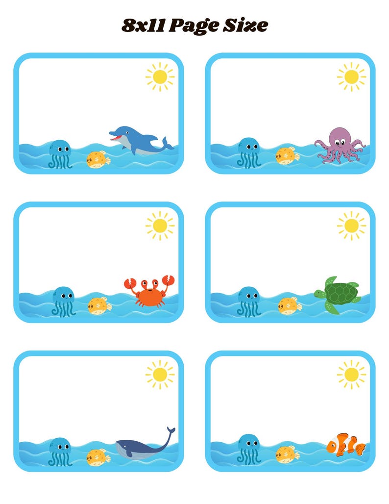 Ocean Animals Children's Name Tag [instant Download] 8x11 Nametag ...