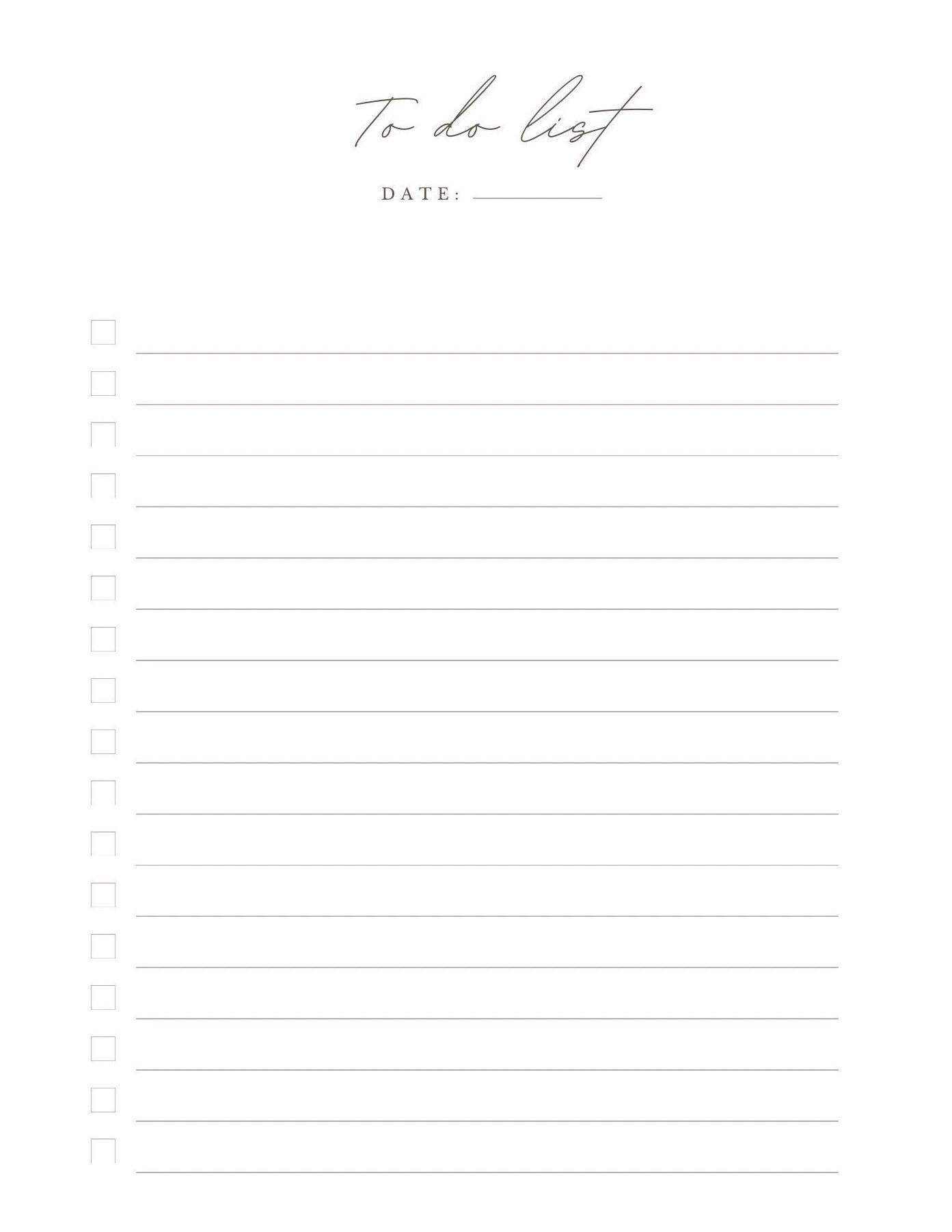 Modern Classy to Do List Simple Clean White Checkbox Data Planner Daily ...