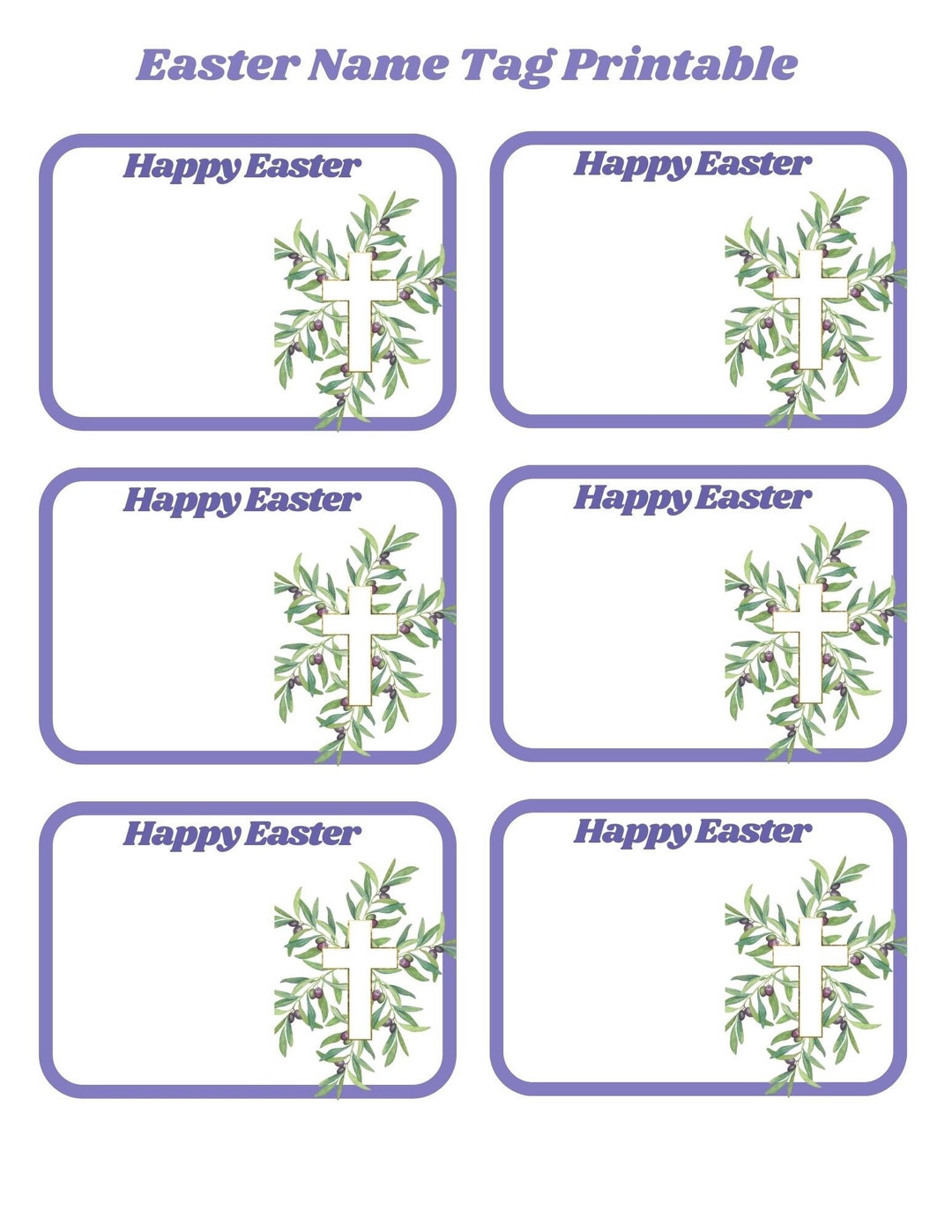 Easter Name Tag Printable Set of 3 Colors [instant Download JPG PDF SVG ...