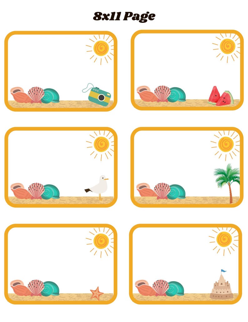 Summer Children's Name Tag [instant Download] 8x11 Placemat Setting ...