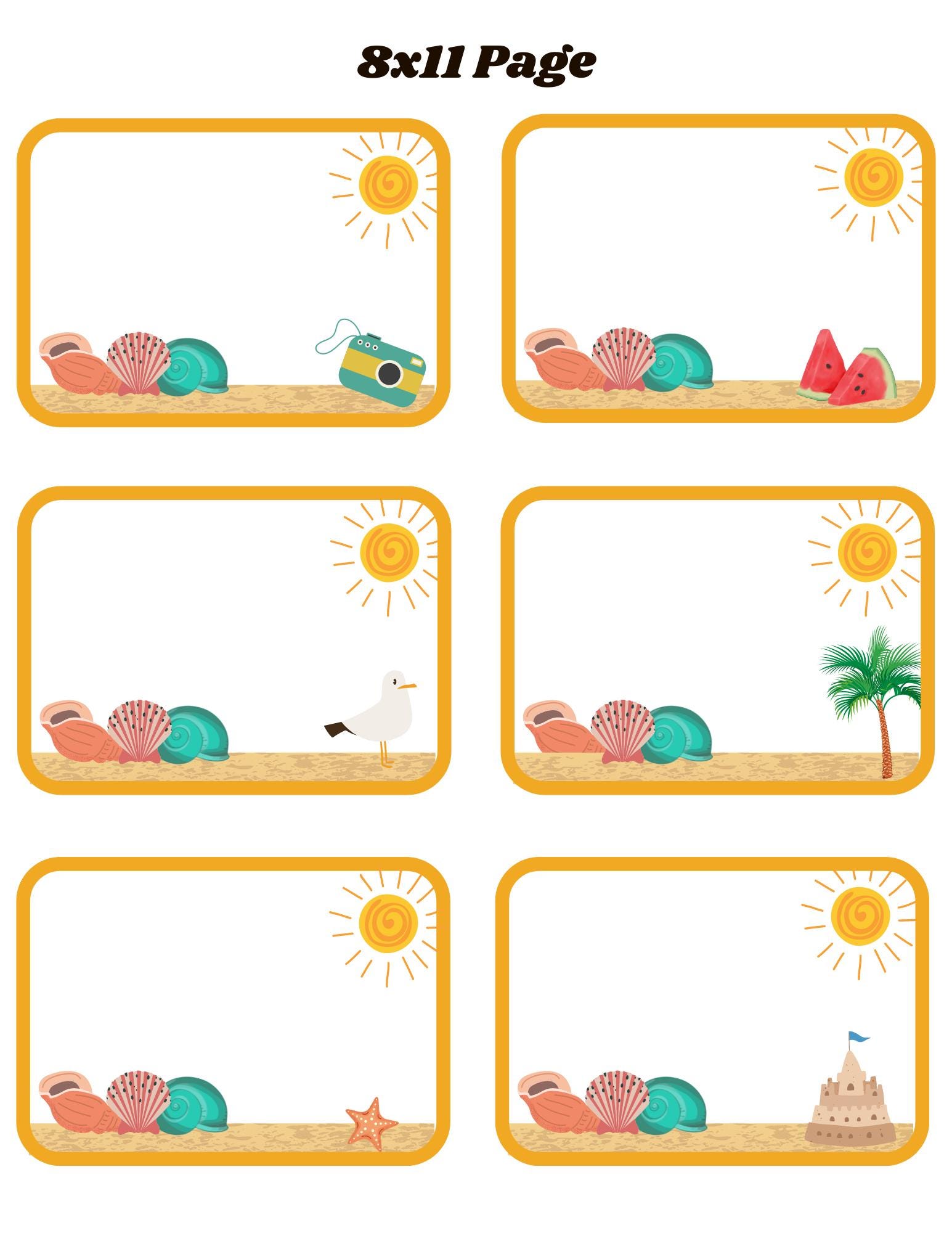 Summer Children's Name Tag [instant Download] 8x11 Placemat Setting ...