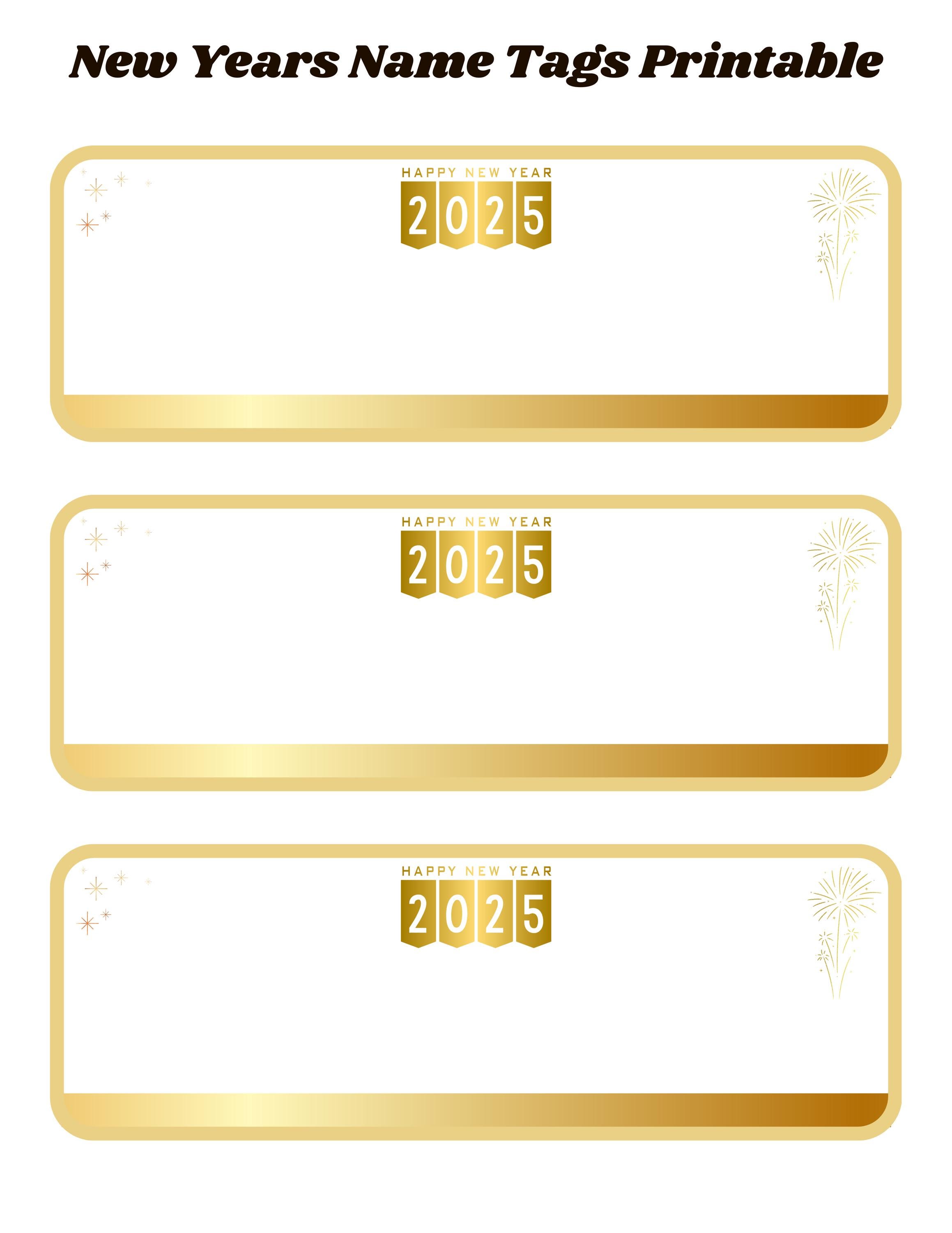 New Years Name Tag [instant Download] 8x11 PDF Nametag Placemat Setting ...