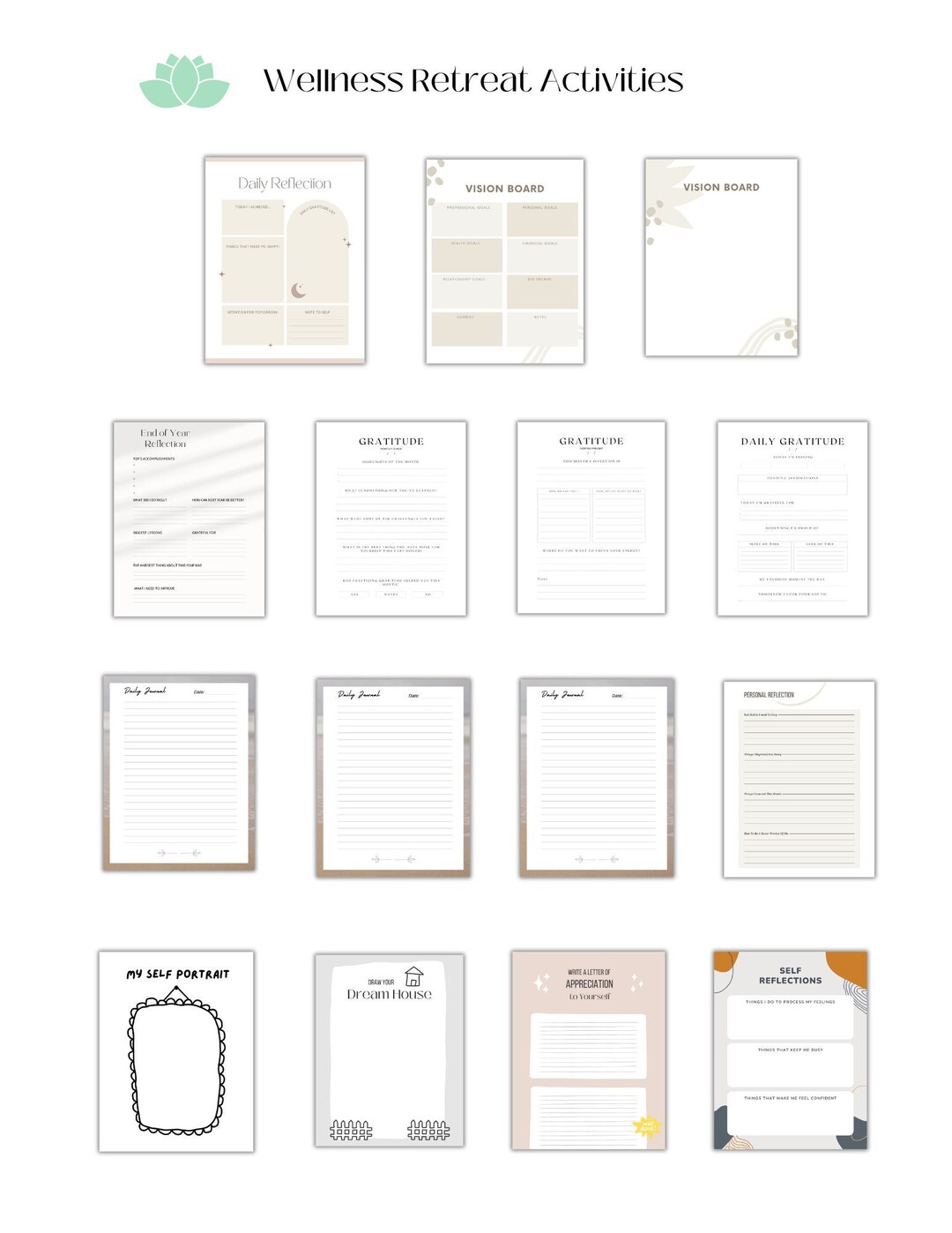 13 Wellness Retreat Activities I Printable PDF JPG I Instant Download I ...