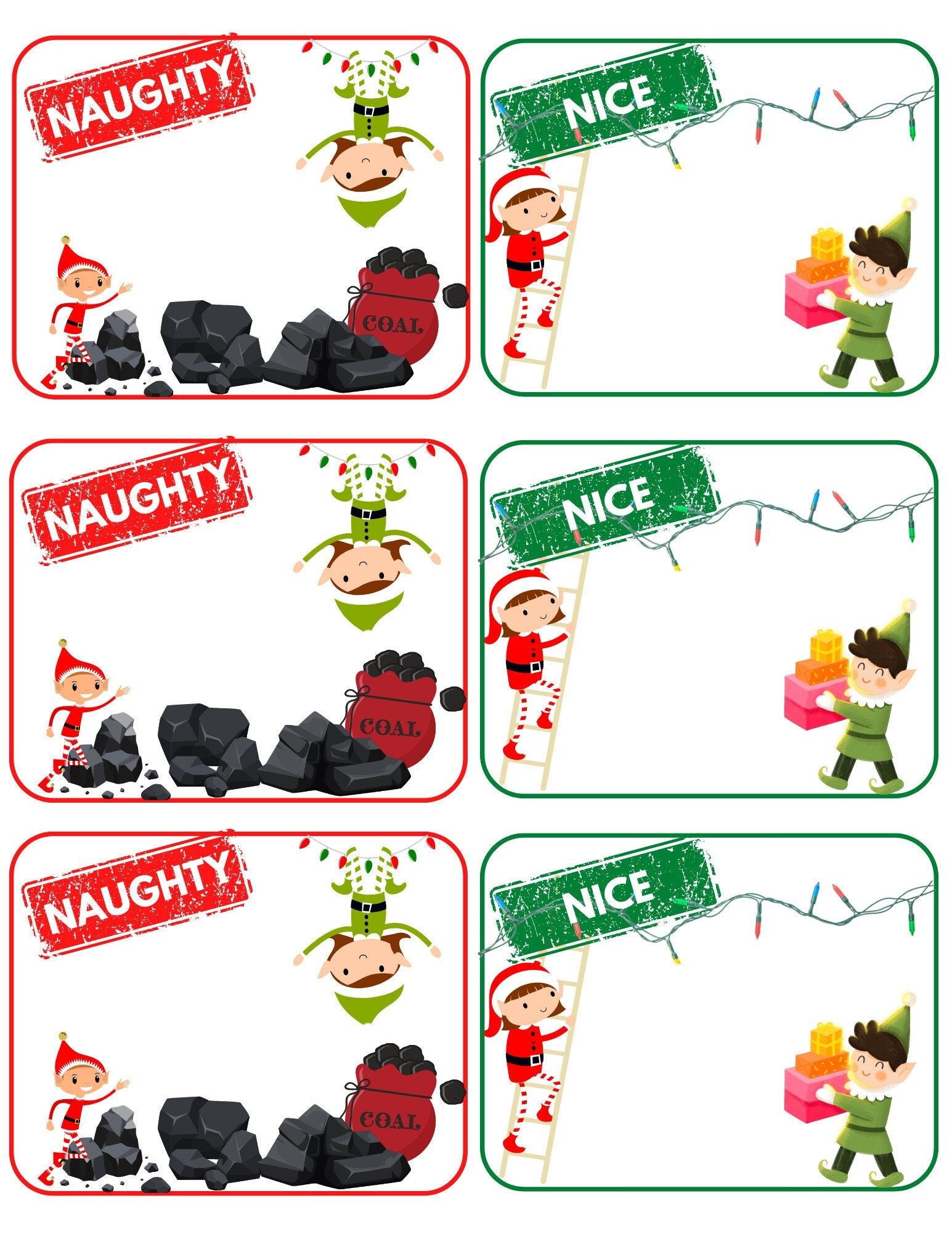 Naughty or Nice - [instant Download] - Name Tag - Labels - Table ...