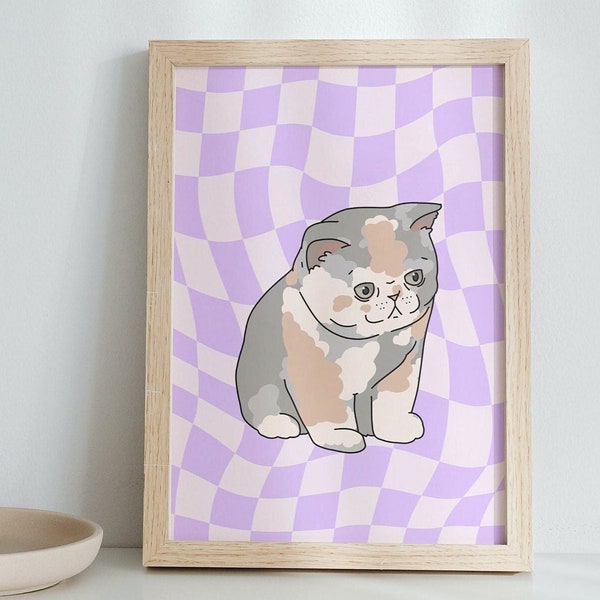 Checkerboard Cat - Etsy