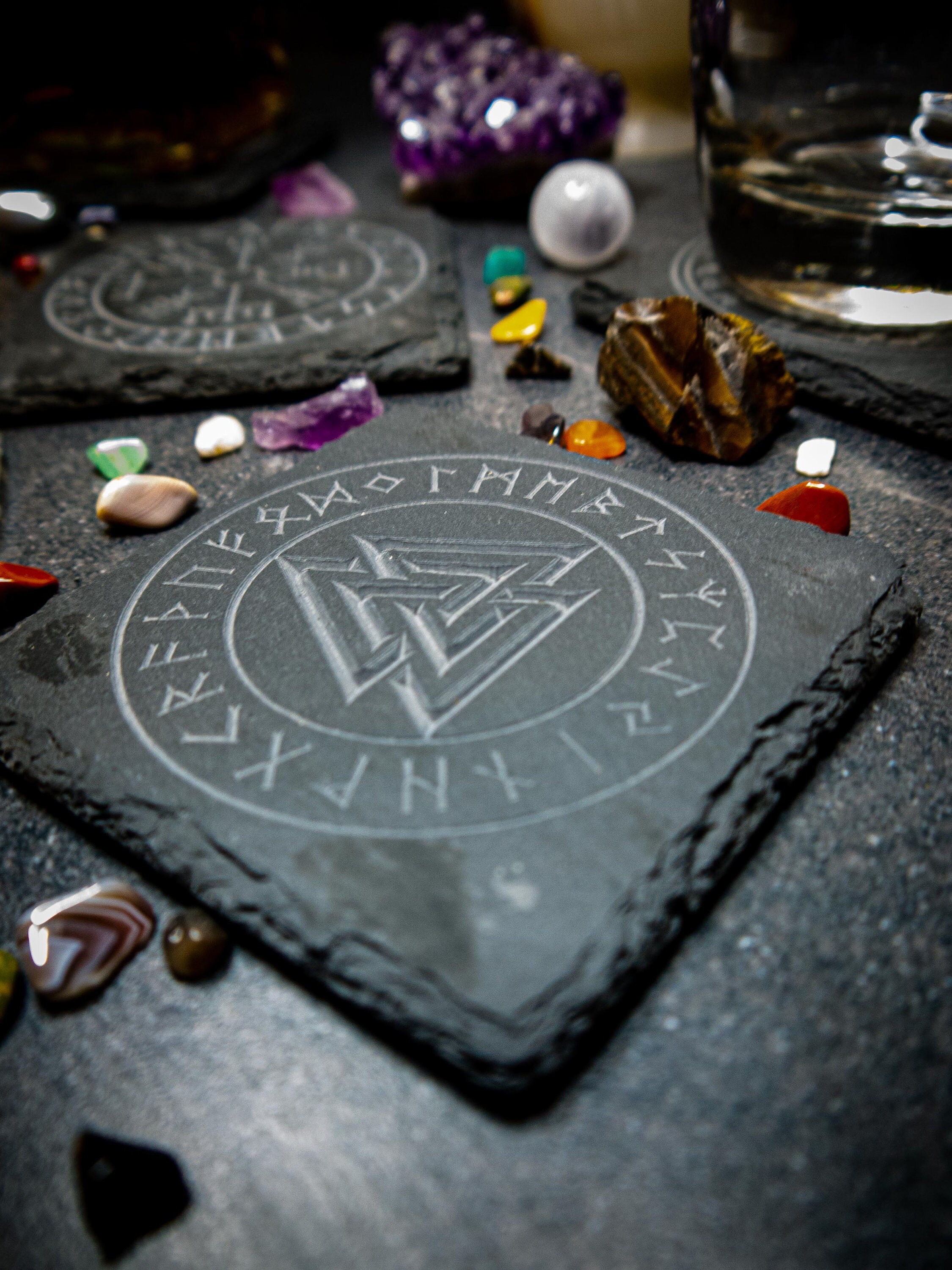 Personalised Valknut Coaster, Vegvisir Coaster, Norse, Valheim Inspired ...