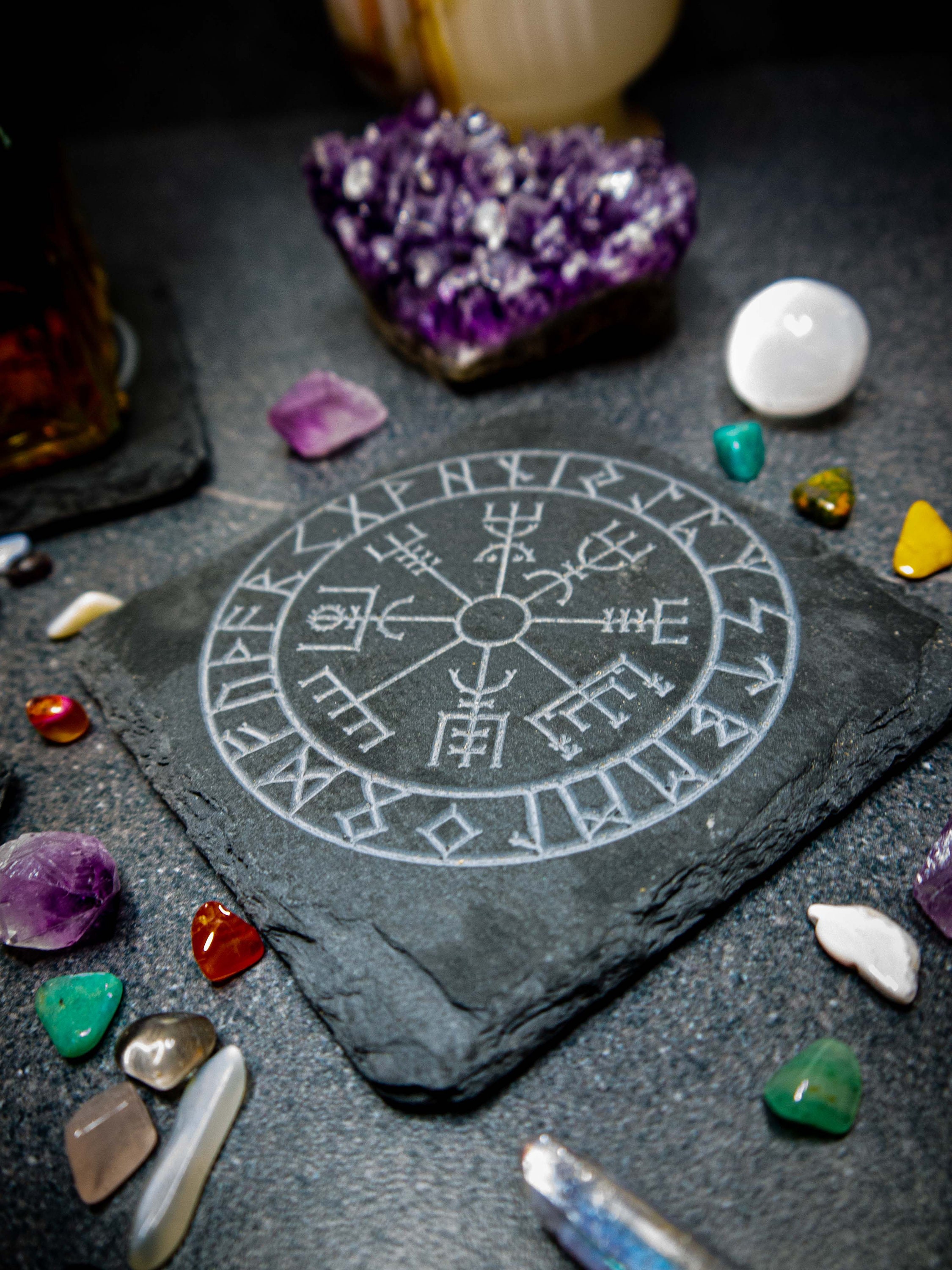 The Runic Compass Personalised Viking Coaster Vegvisir - Etsy UK