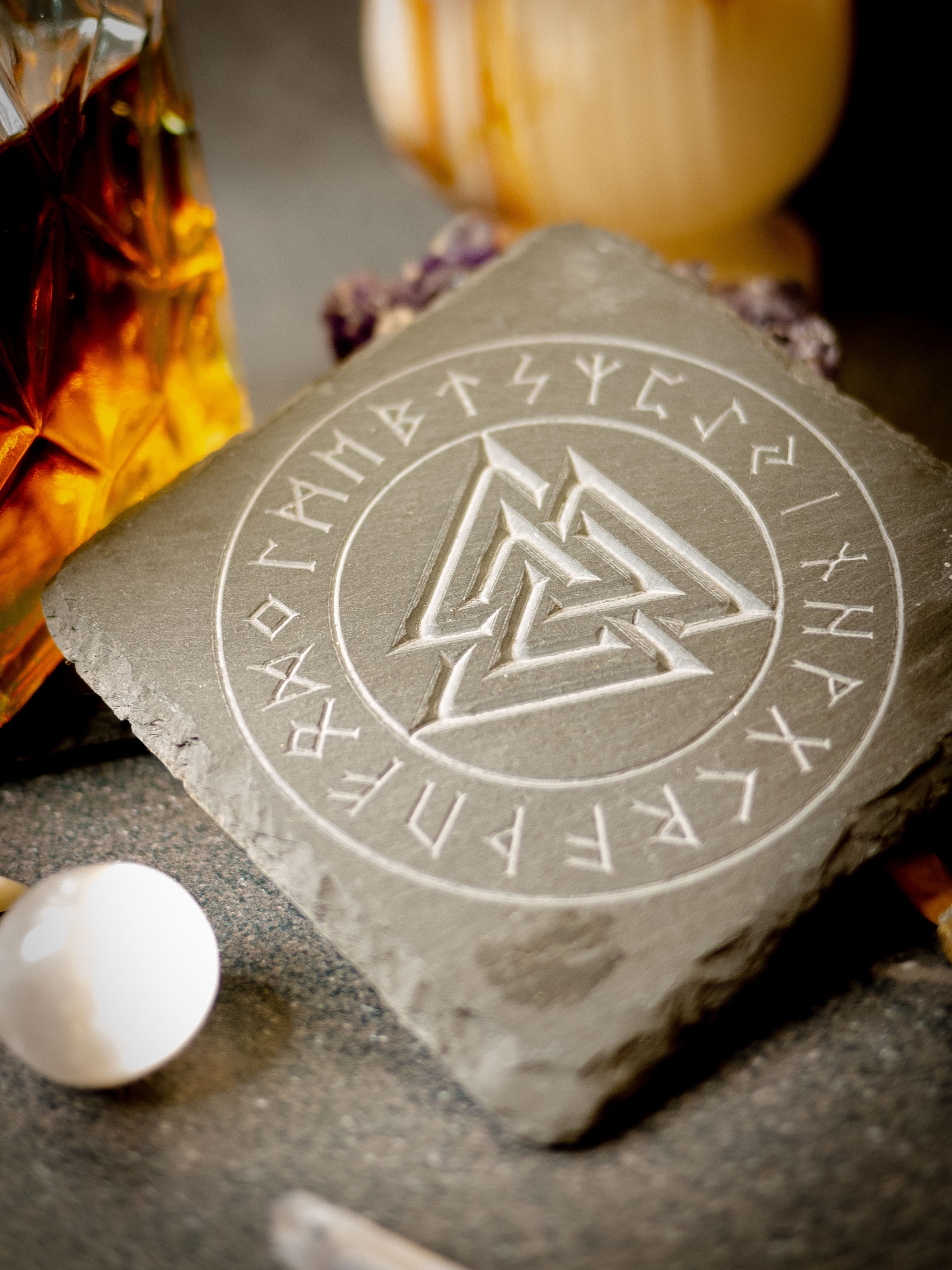 Personalised Valknut Coaster, Vegvisir Coaster, Norse, Valheim Inspired ...
