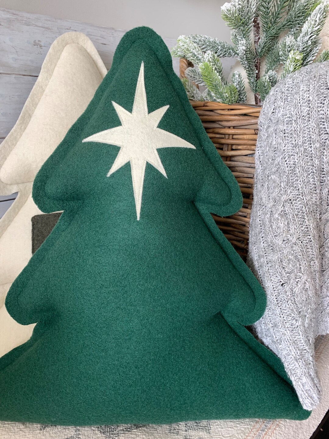 Tree Pillow Made From Vintage Wool Blankets With Star of - Etsy