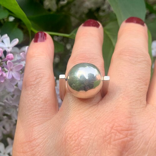 Sterling Silver Modernist Statement Ball Ring 925 Mexico Size | Etsy
