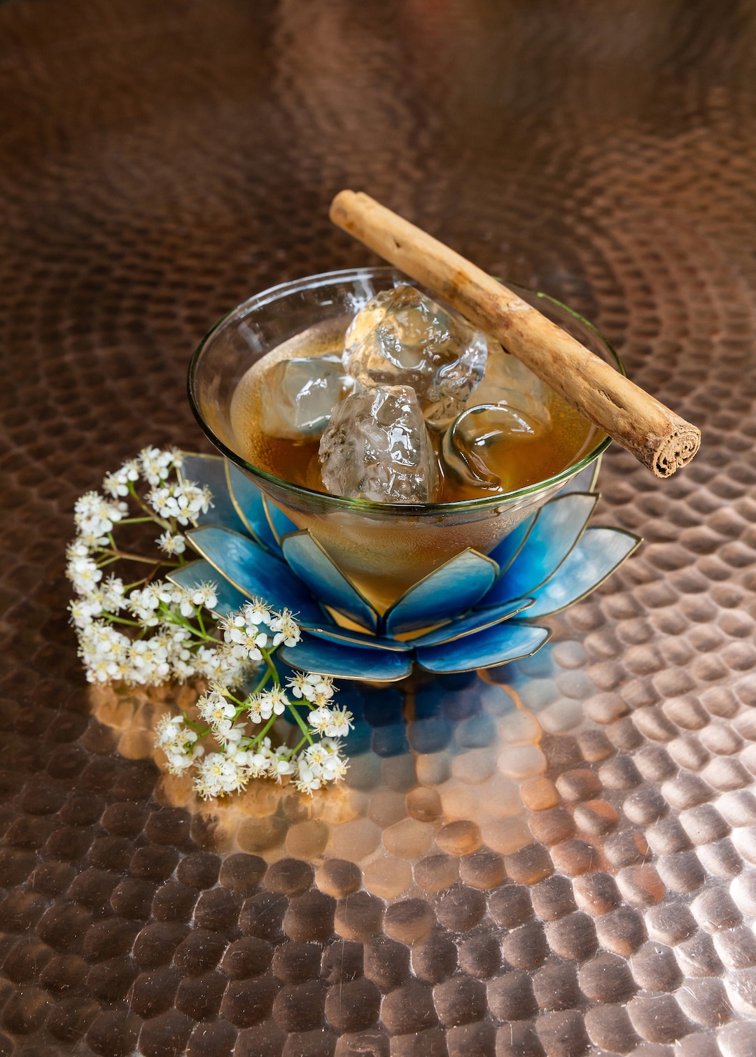 Lotus Flower Cocktail Glass: Metal & Shell Base - Etsy