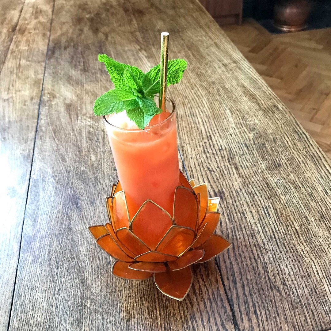 Lotus Flower Cocktail Glass Orange - Etsy