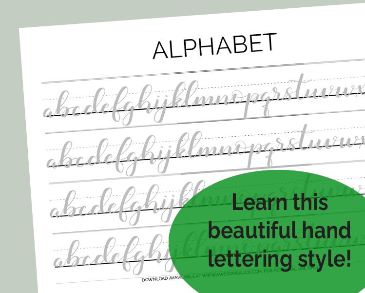 Brush Lettering Printable Handlettering Worksheets Hand | Etsy