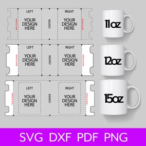 11, 12, 15 Oz Mug Template Bundle, Sublimation Mug Template, Full Wrap ...