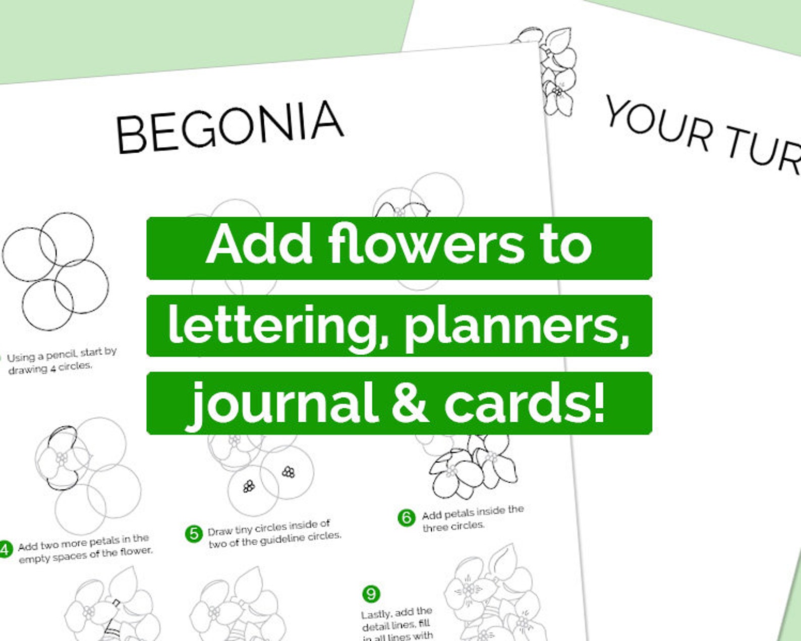 How to Draw Flowers Printable Worksheets for Lettering, Bullet Journal ...