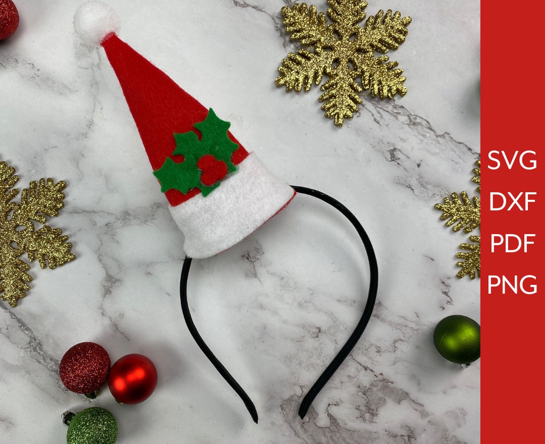 DIY Santa Headband Svg | DIY Christmas Mini Hat | Santa Hat Headband ...