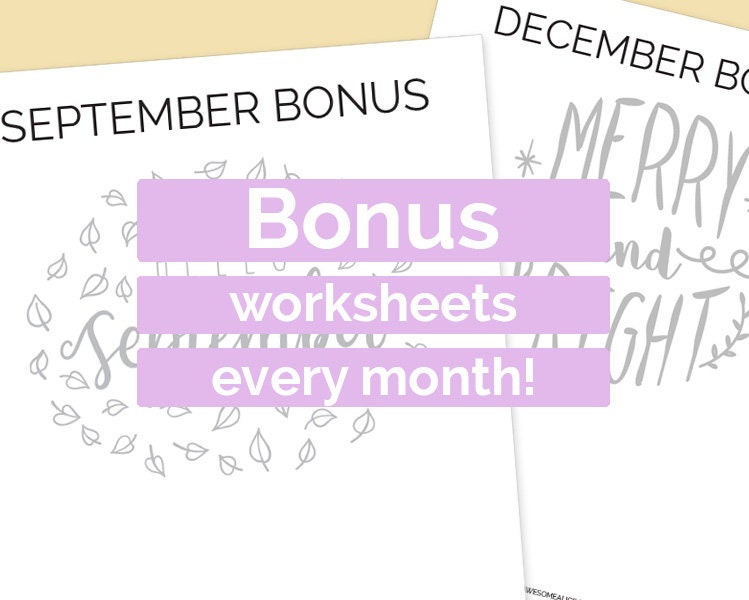 One Year of Hand Lettering Worksheets | Brush Lettering Practice ...